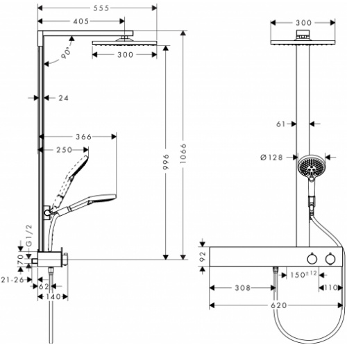 Colonne de douche RAINDANCE E 300 - HANSGROHE