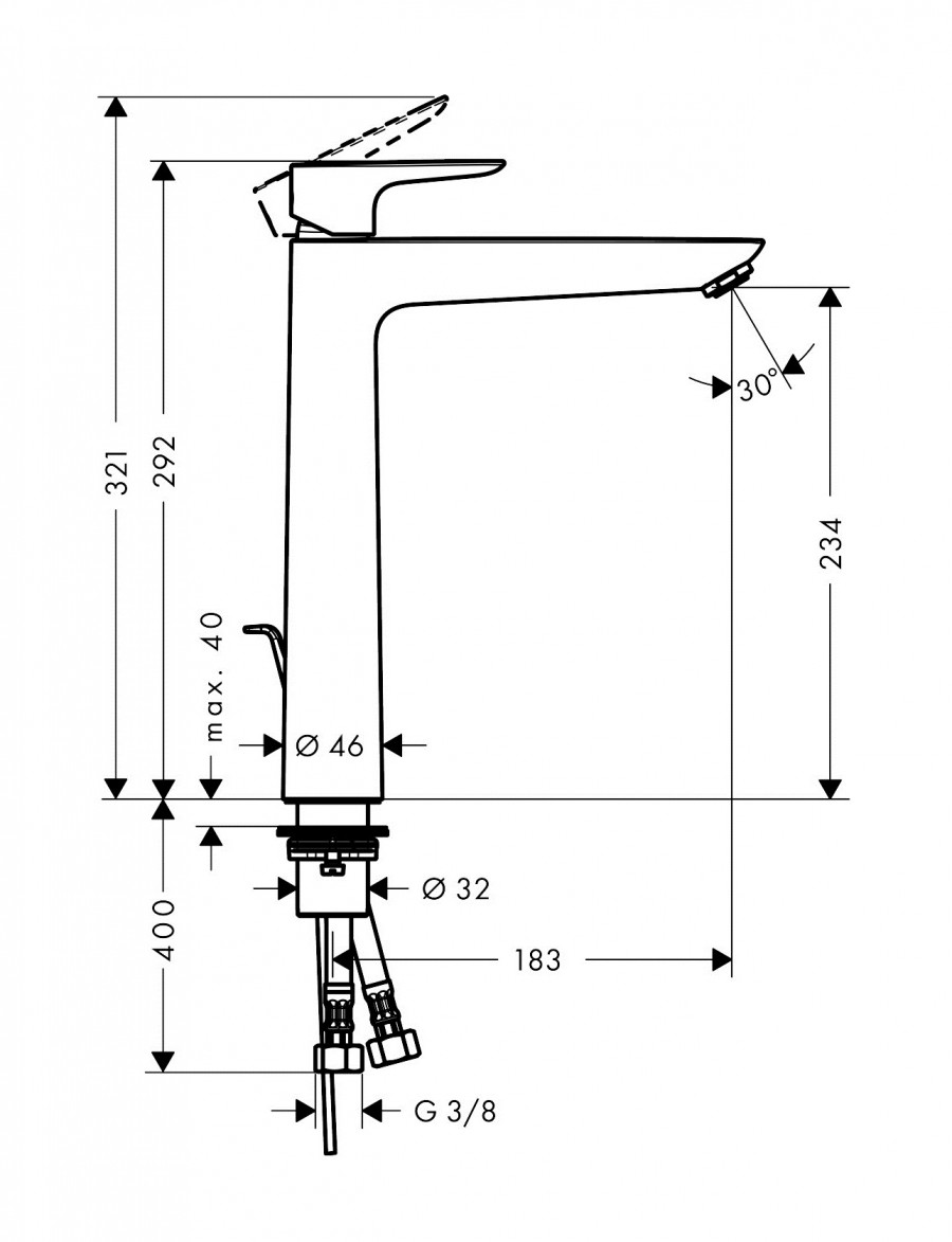 Mitigeur de lavabo Haut TALIS E240 avec vidage tirette - HANSGROHE