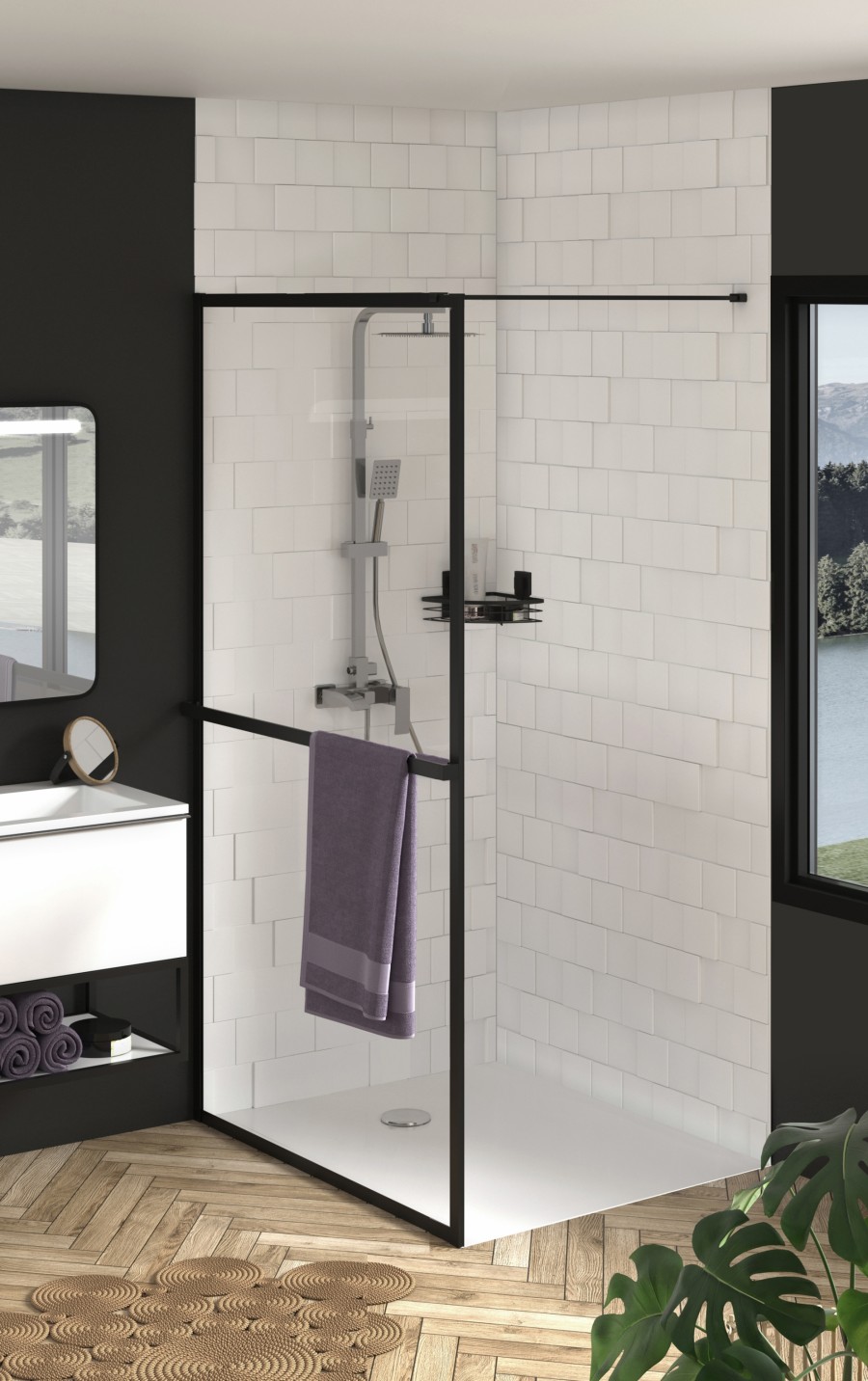Paroi de douche MILTON style industriel - 100 cm|827121|AQUARINE